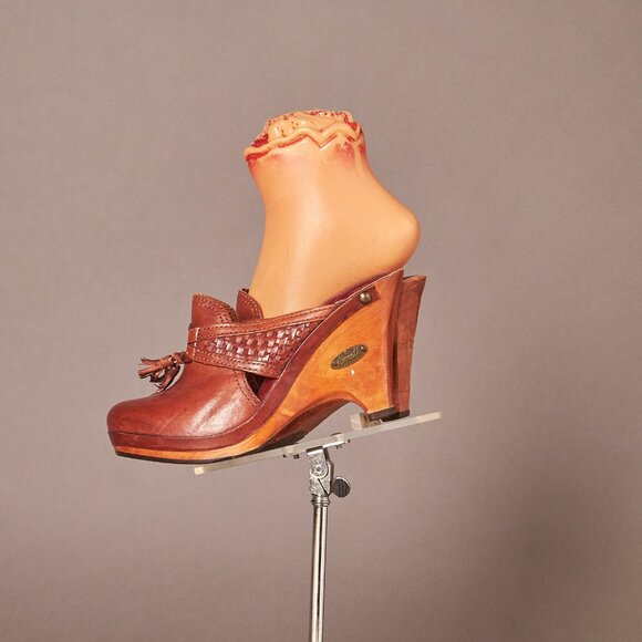 Side Step | Shoes | Vintage 97s Sweet Steps Brown Leather Wooden Clogs ...